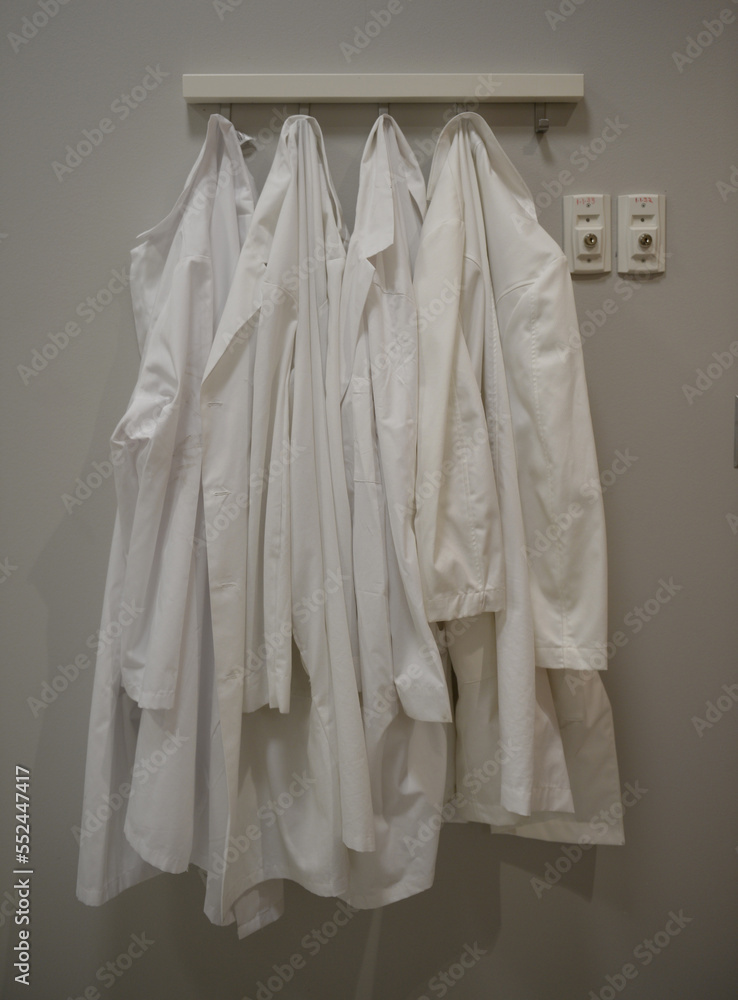 lab coats hang in lab Stock Photo | Adobe Stock