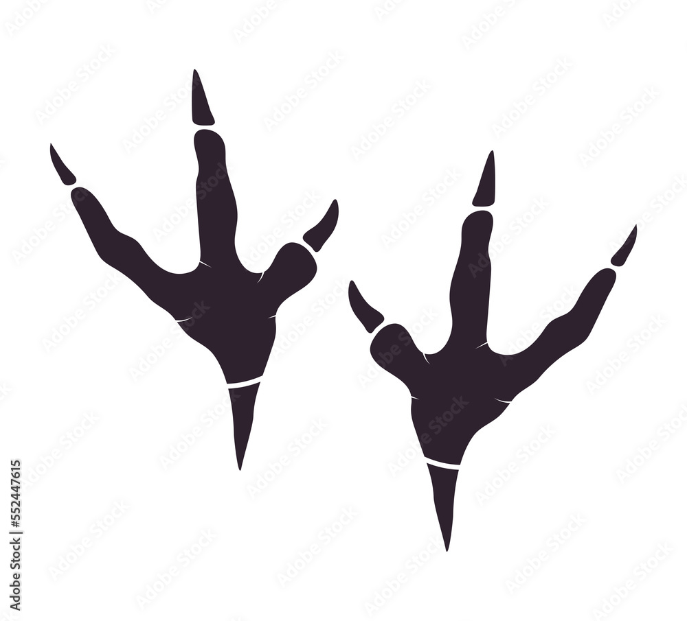 Oviraptor dinosaur footprint vector. Paleontology, history vintage ...