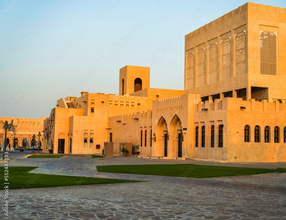 Beautiful tradition arabian buildings in katara village, Doha, Qatar ...