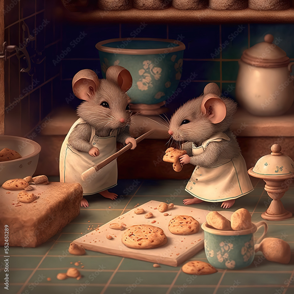 Cute Mice Cooking in the Kitchen | Midjourney Ai Generated Stock ...