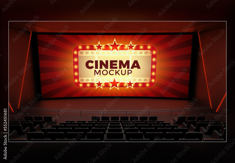 Cinema or theater in the auditorium Mockup Stock Template | Adobe Stock