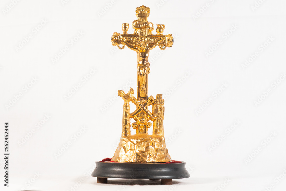 Gold Altar Crucifix Jesus Christ On Cross With Skull & Crossbones At ...