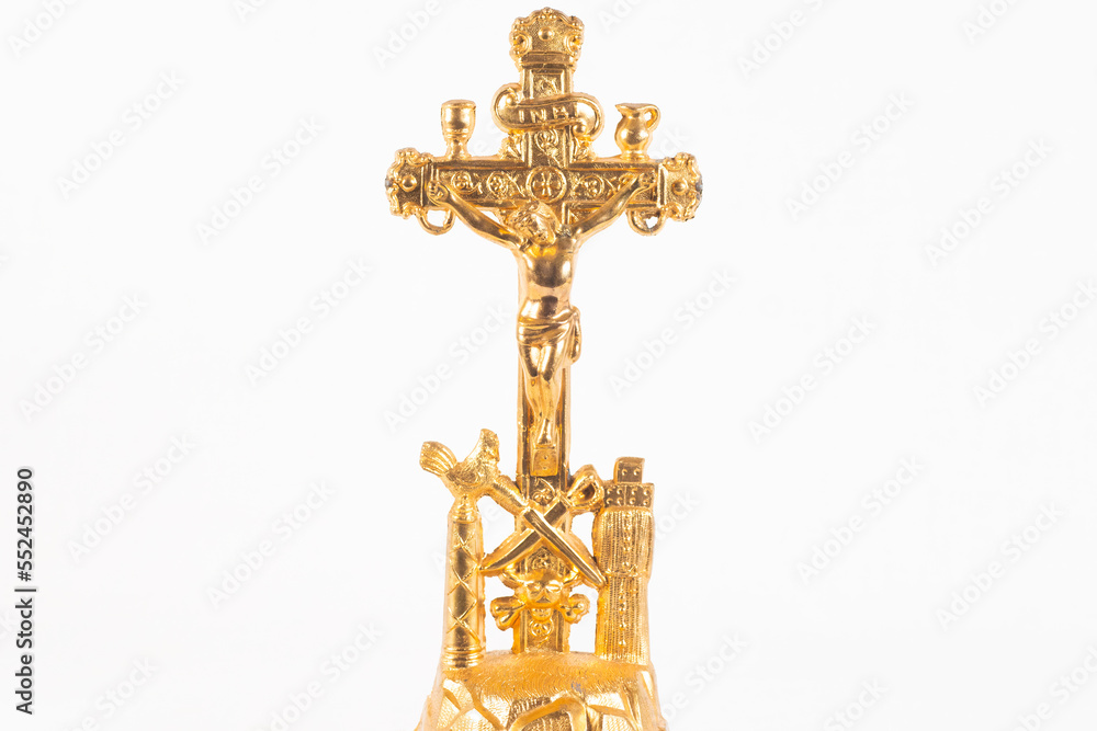 Gold Altar Crucifix Jesus Christ On Cross With Skull & Crossbones At ...