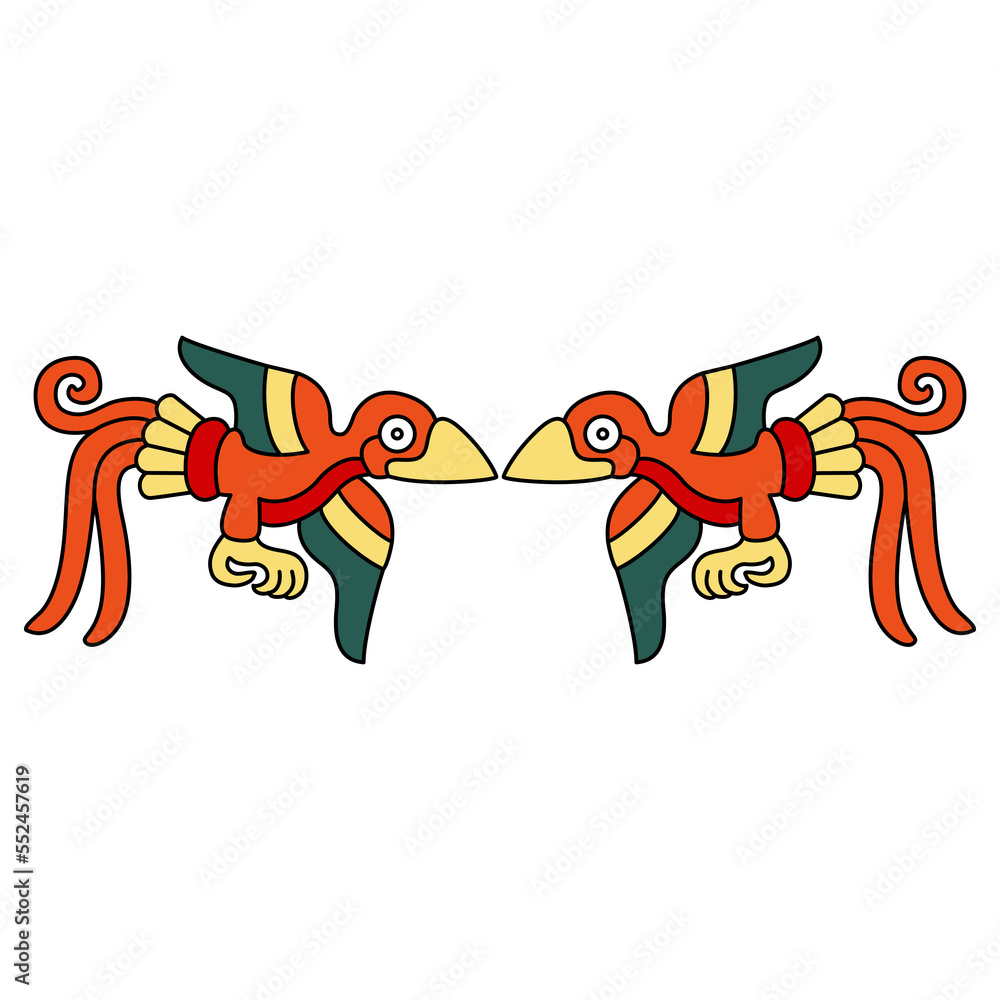 Symmetrical animal design with two birds. Native American art from ...