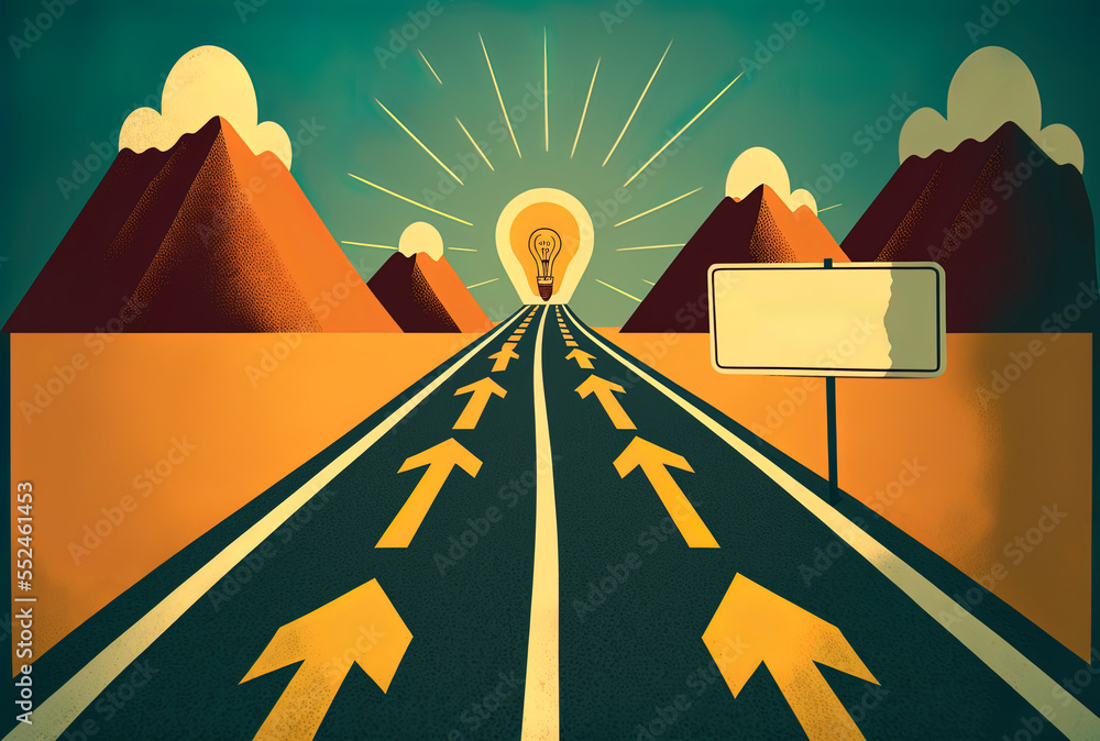 Business strategy idea success way arrow pointing in the direction of ...