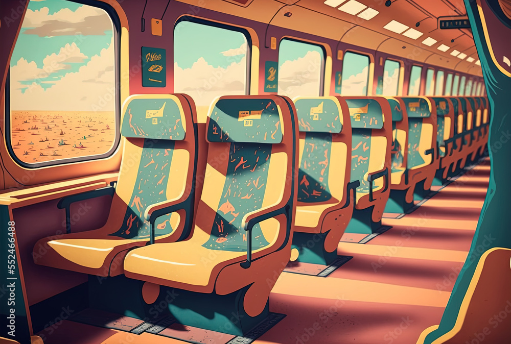 Train seats that are vacant. Generative AI Stock Illustration | Adobe Stock