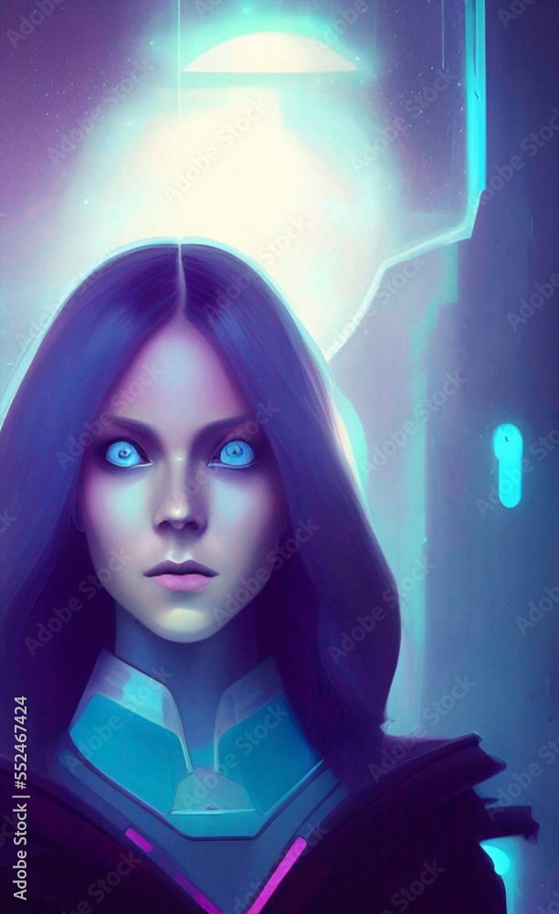 futuristic woman, science fiction, generative ai illustration, cartoon ...