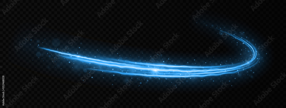 Glowing fire lines effect. Glittering magic blue trail isolated on ...