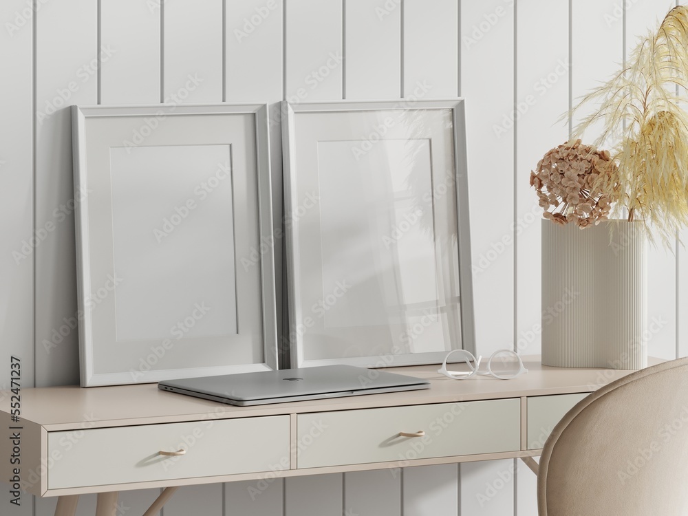 Frame Mockup in Home Workspace Interior, Office Frame Mockup, Poster ...