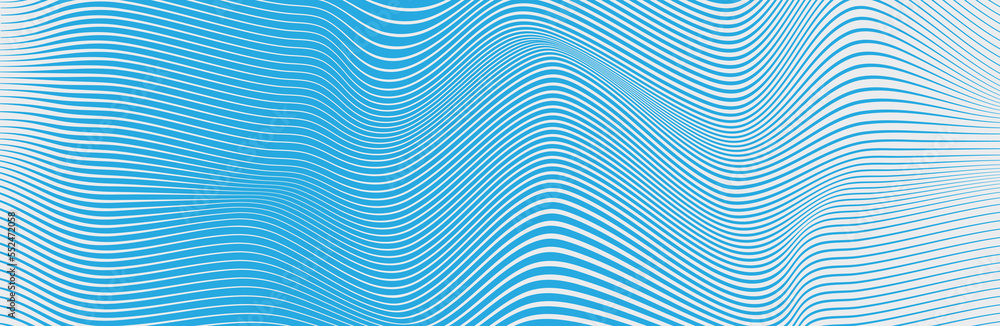 Curved wave lines pattern on white background. Wave striped lines ...