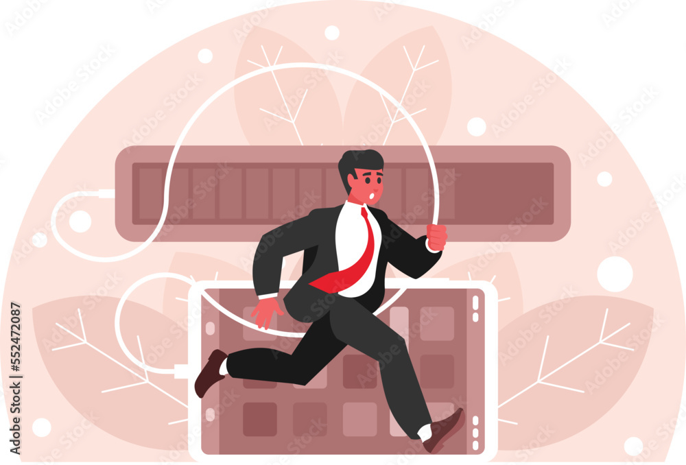 Vektorová grafika „Businessman run on progress bar. Progress indicator ...