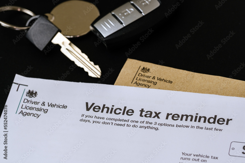 Authentic V11 Vehicle tax reminder letter from DVLA placed on brown ...