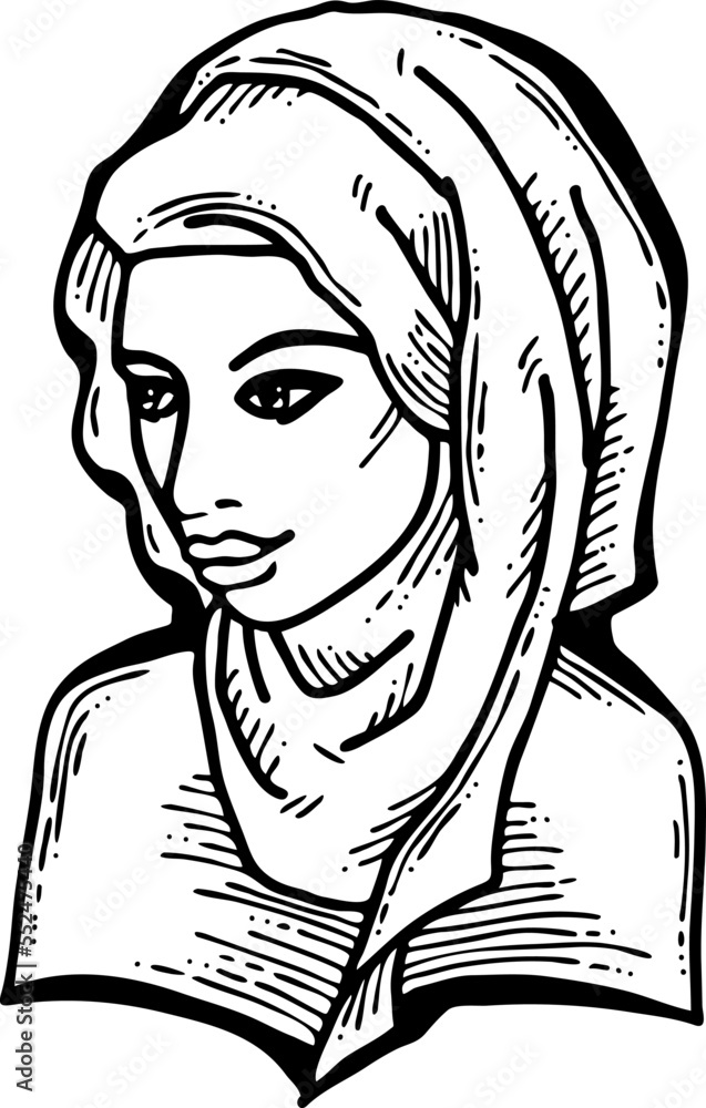 Young Arab woman with beautiful face in traditional fashion hijab head ...
