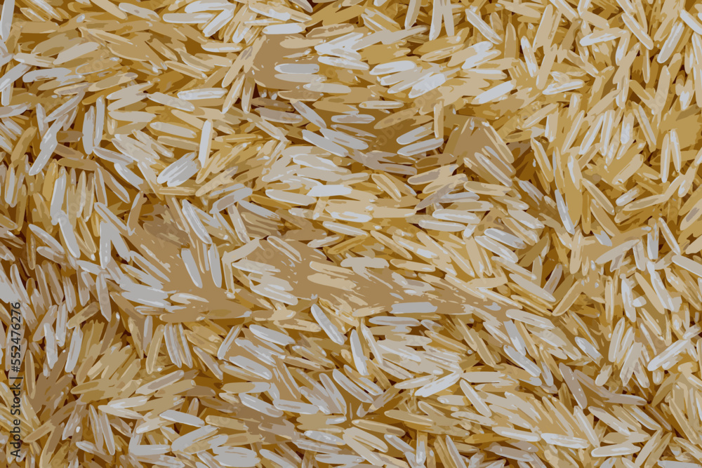 Realistic vector illustration of long grain parboiled uncooked rice ...
