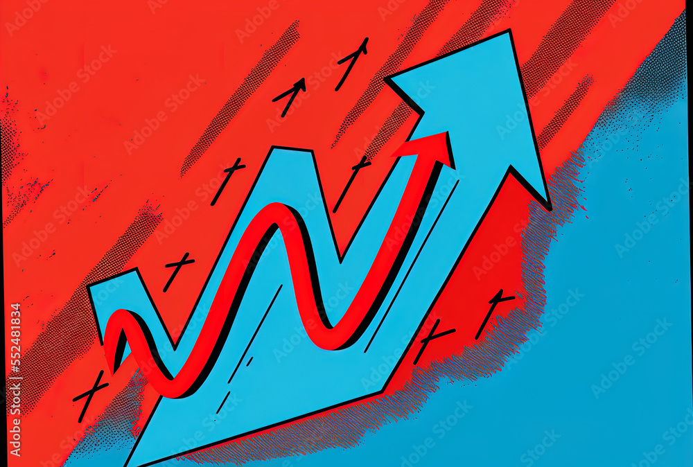blue graph with a descending arrow in red. Generative AI Stock ...