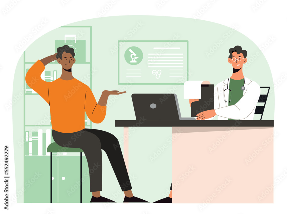 Doctor consultation concept. Man came to see specialist. Diagnosis and ...