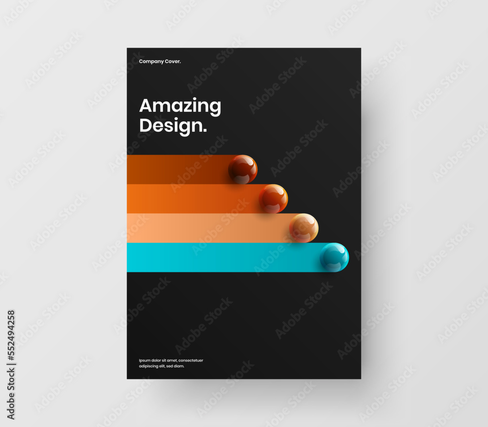 Colorful front page design vector illustration. Isolated 3D balls book ...