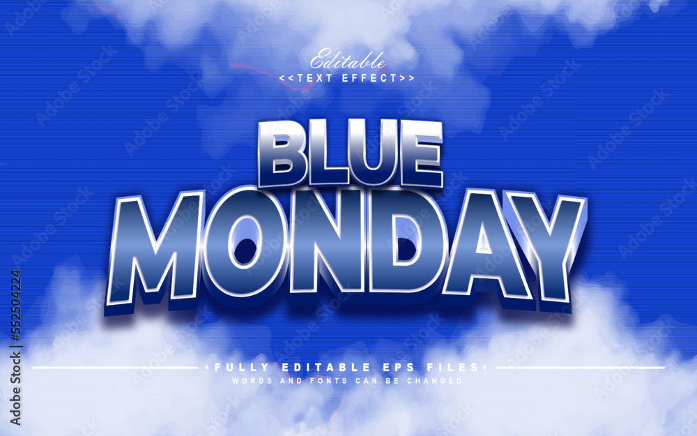 editable blue monday text effect.logo text.typhography logo Stock ...