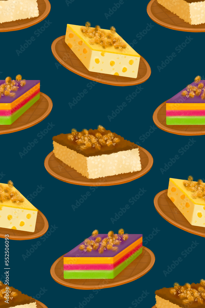 Filipino biko, sapin-sapin, and maja mais rice cake slices on bilao ...