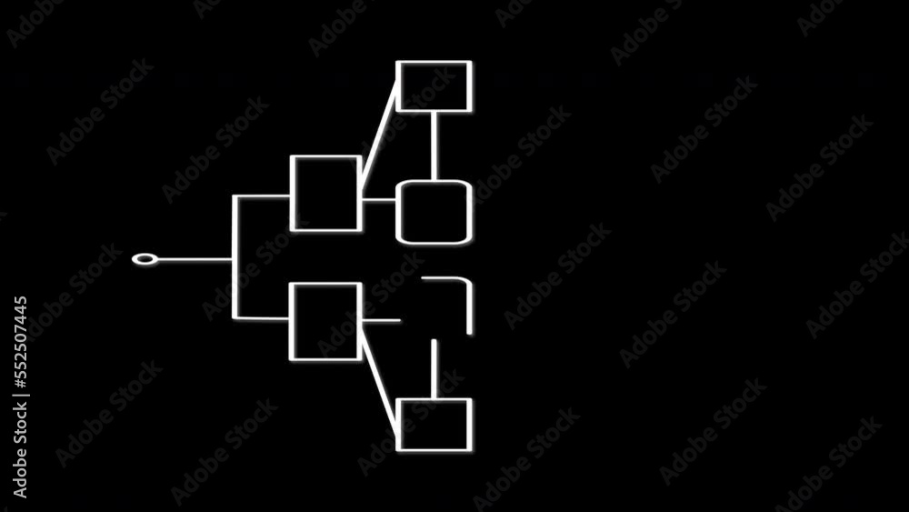 Decision tree, flow chart self drawing animation. Blue grey background ...