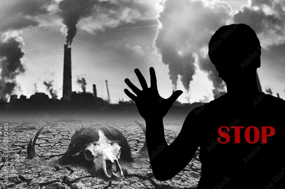 The concept of stopping air pollution and waste in the environment ...