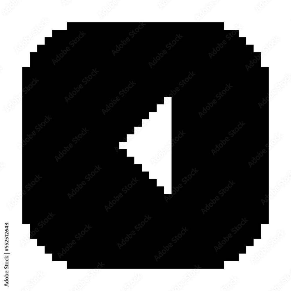 Vetor de Play reverse button, left button icon black-white vector pixel ...