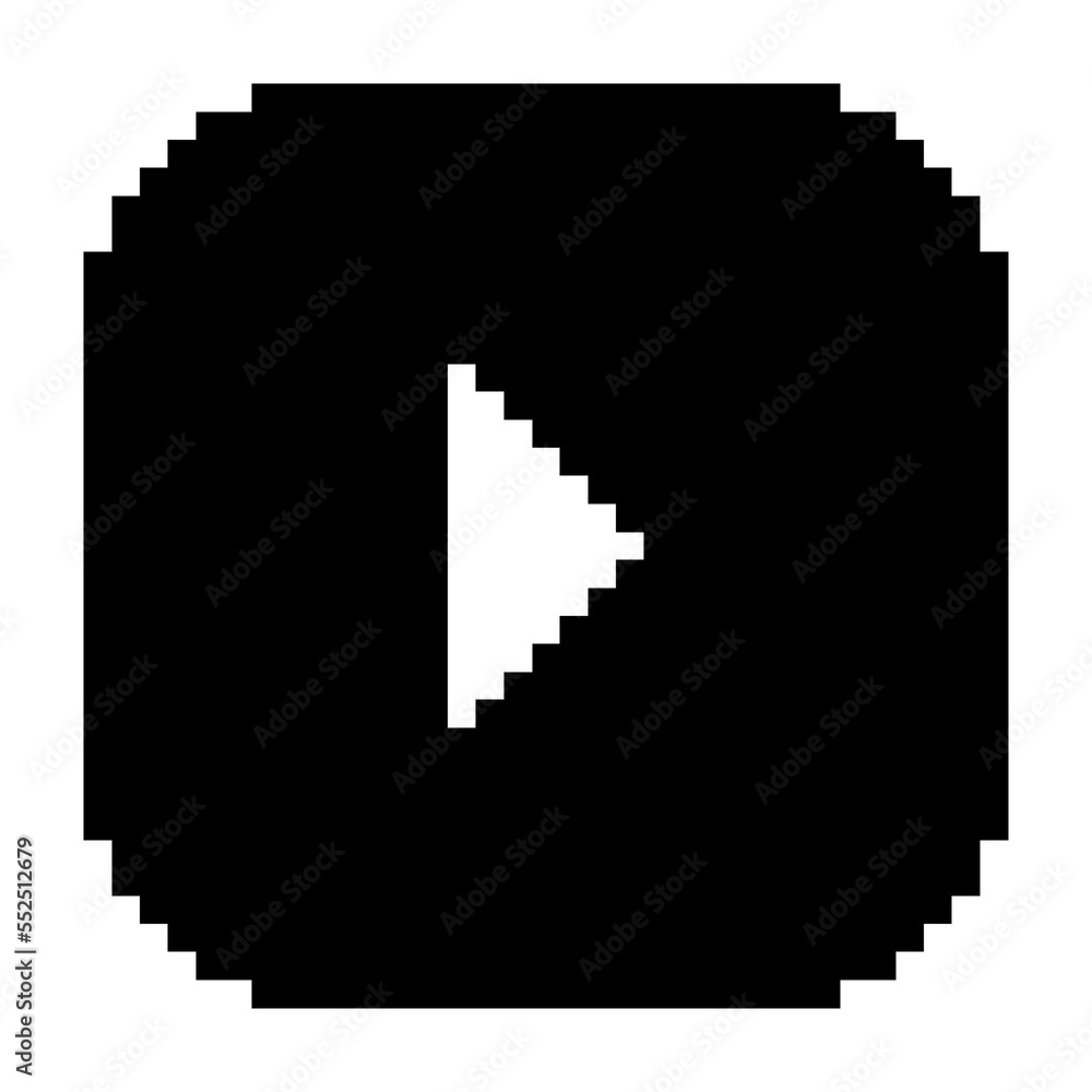 Play button, right button icon black-white vector pixel art icon Stock ...