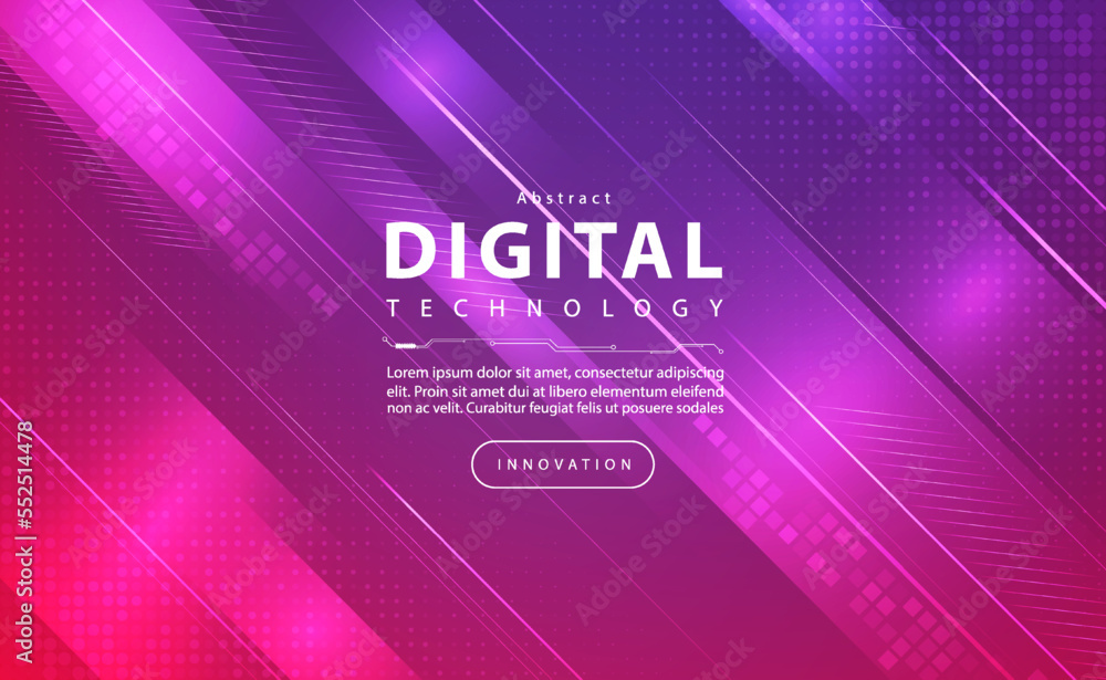 Digital technology banner pink purple background concept with ...