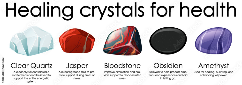 Healing crystals for health collection Stock Vector | Adobe Stock