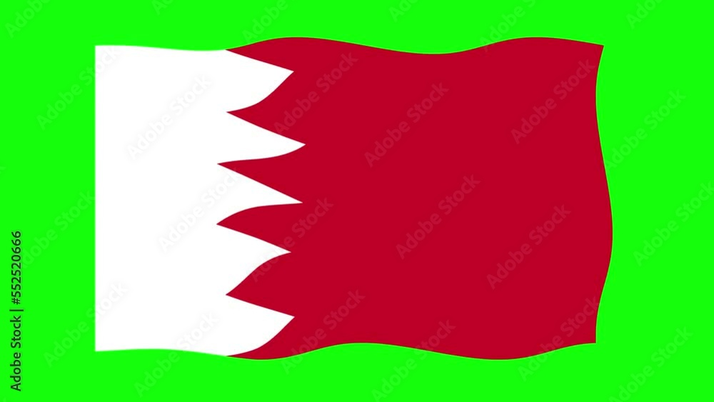 Bahrain Waving Flag 2D Animation on Green Screen Background. Looping ...