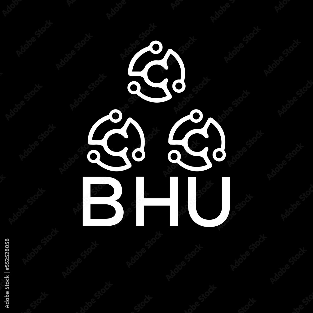 Vecteur Stock BHU letter logo. BHU best black background vector image ...