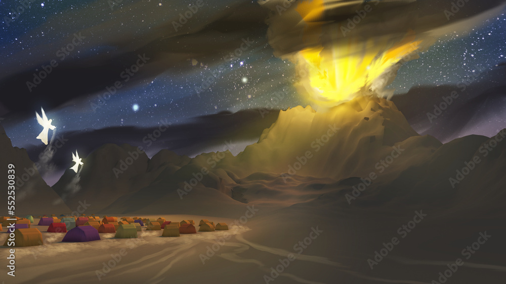 Depiction of the Israel camp at Sinai, Exodus Old Testament Bible story ...
