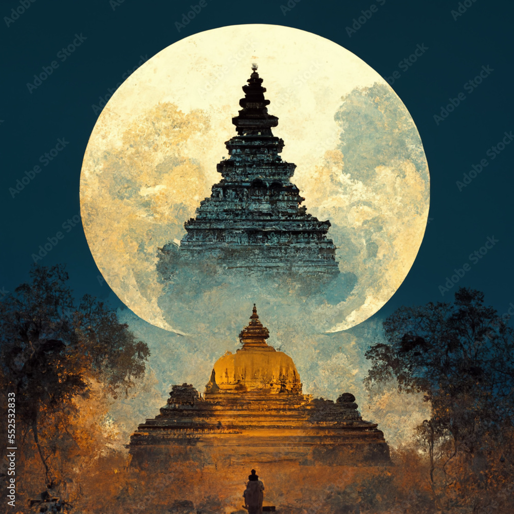 AI Designed Poya Day Themed Art Stock Illustration | Adobe Stock