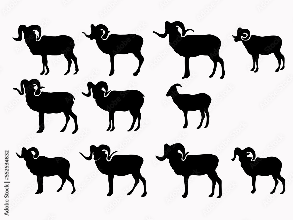 abstract wild mountain goat and sheep silhouette .goat shadow vector ...