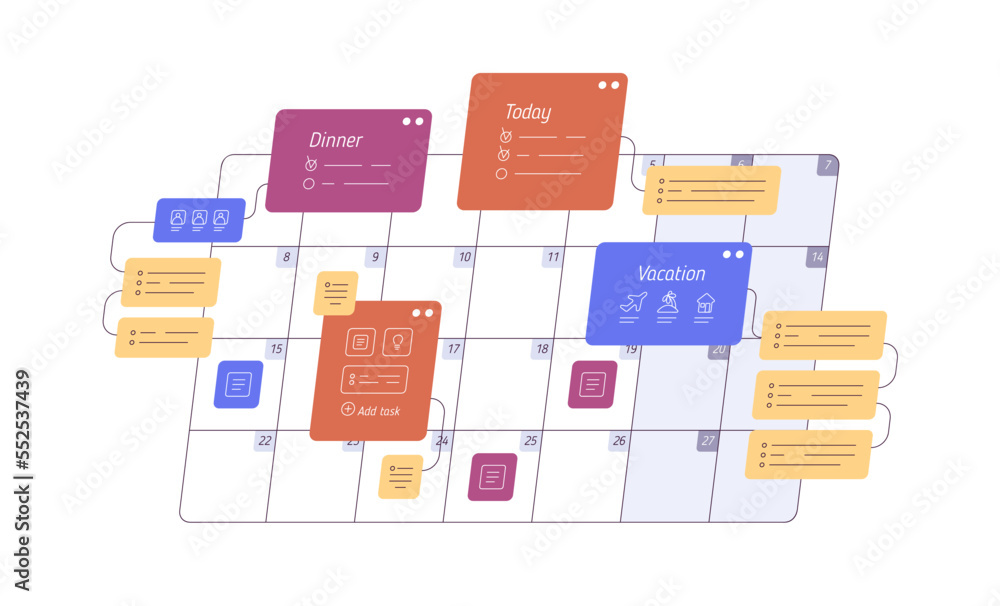 Business and personal planning concept. Month calendar, daily planner ...