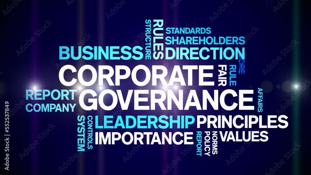 Corporate Governance animated tag word cloud;text design animation ...