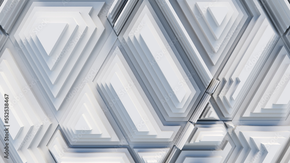 White, Tech Background with a Geometric 3D Structure. Clean, Stepped ...