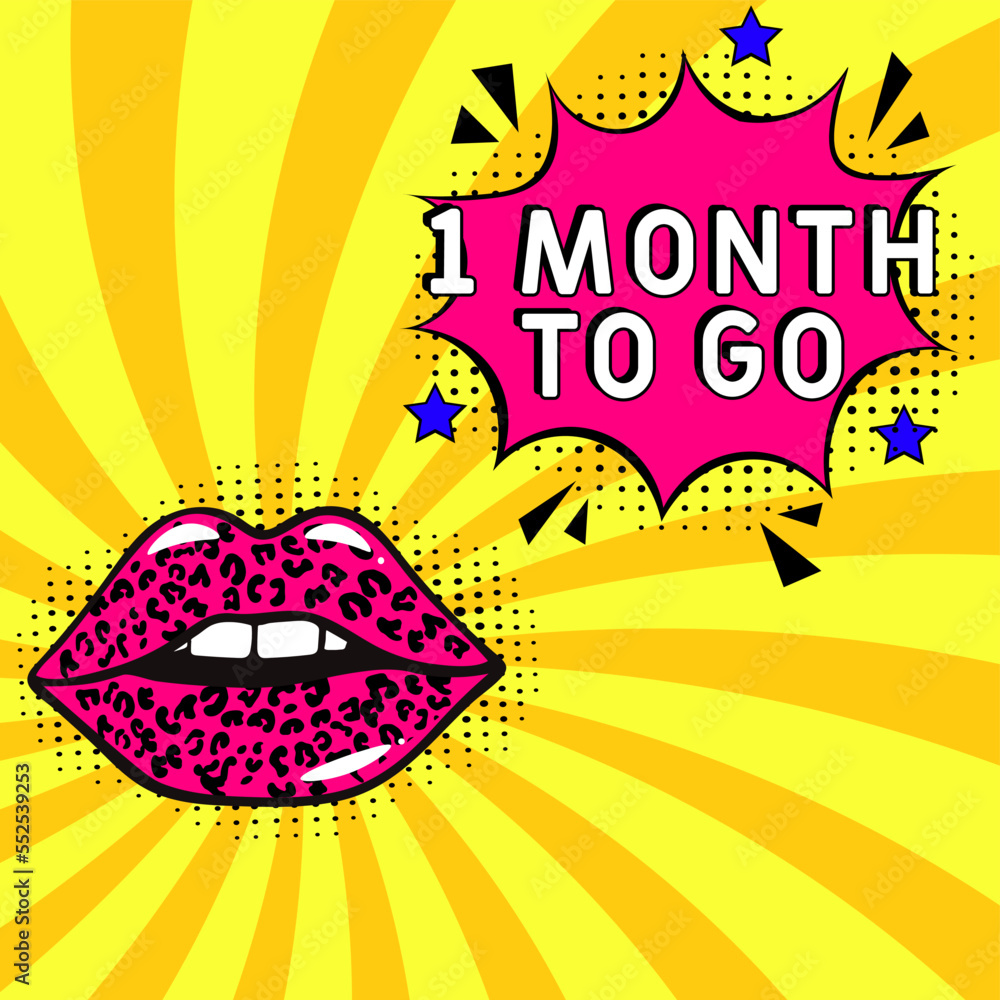 Comic book explosion with text 1 month to go, vector illustration ...