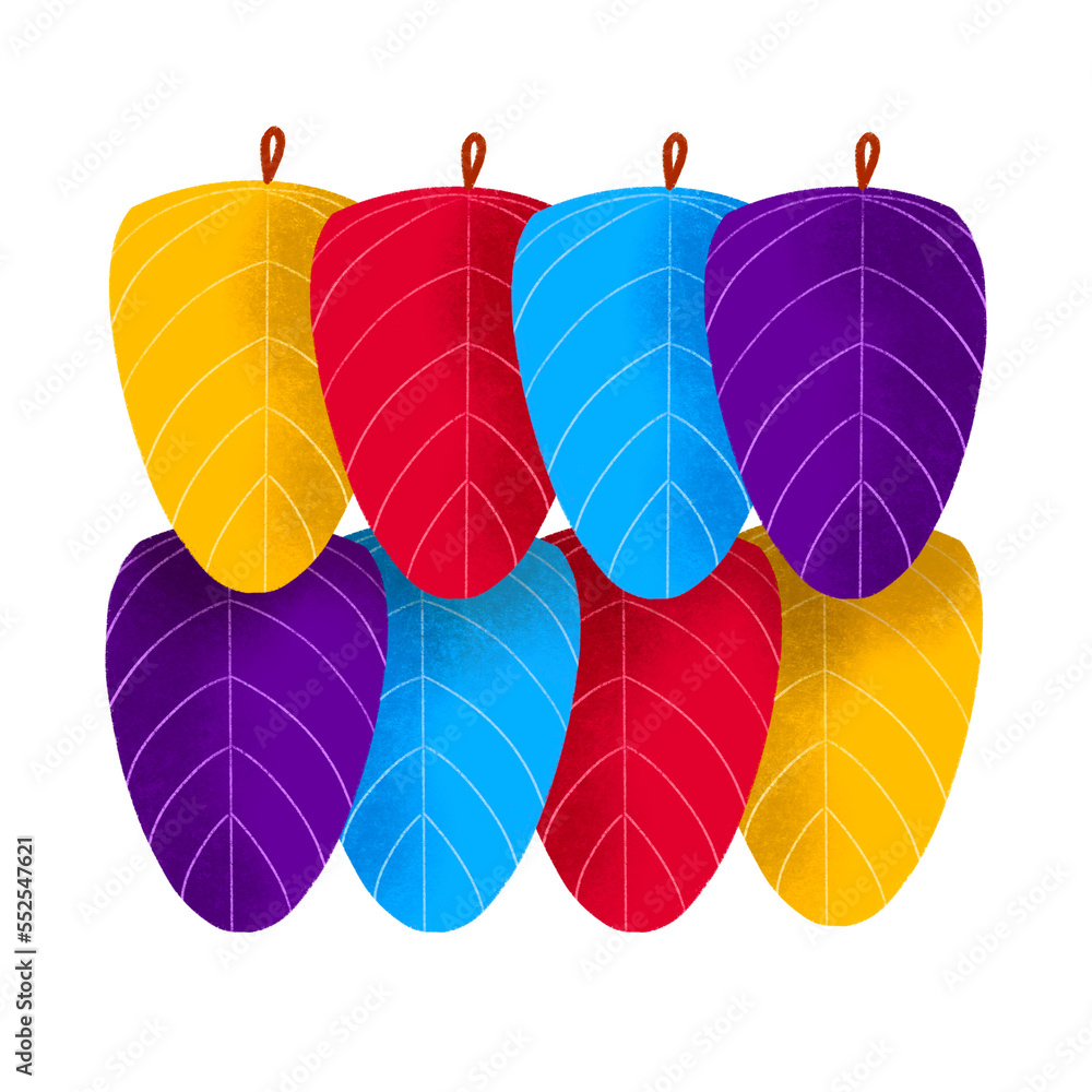 Filipino fiesta layered kiping leaf-shaped wafer in primary colors ...