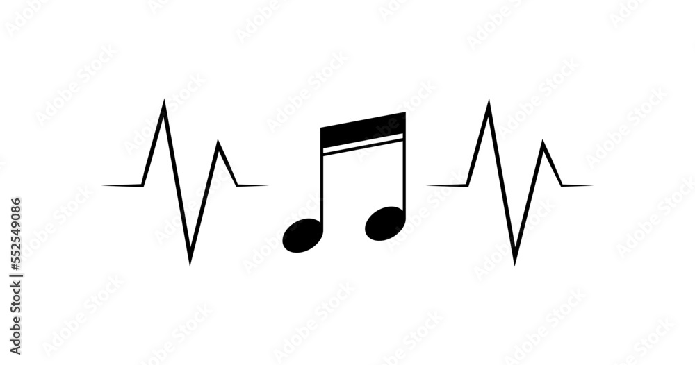 Note and sound wave icon. The note that plays illustration symbol. Sign ...