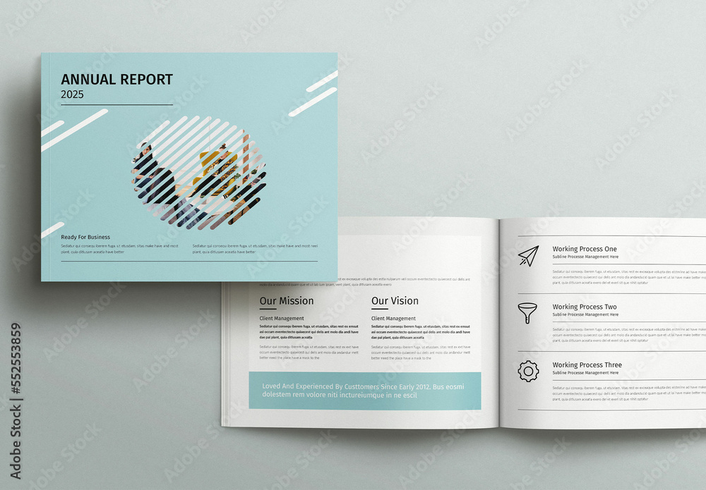 Annual Report Template Landscape Stock Template | Adobe Stock