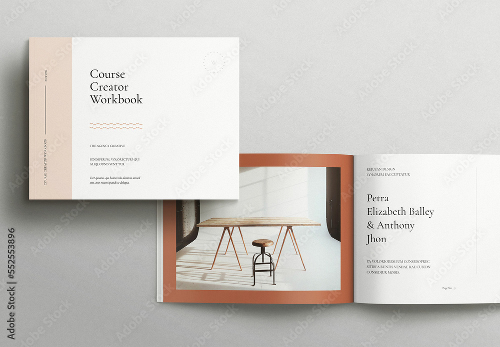 Course Creator Workbook Template Landscape Stock Template | Adobe Stock