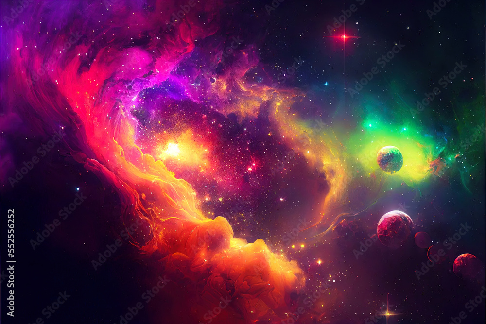 fantastic space landscape with planets and constellations of super ...
