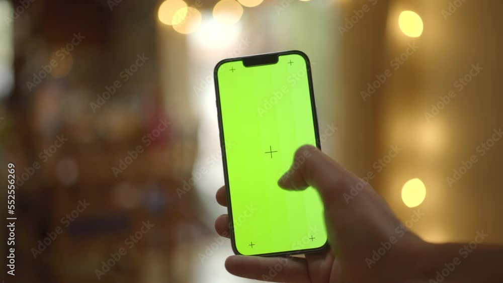 Close Up of Hand Scrolling on Iphone 13 Pro with Chroma Key Background ...