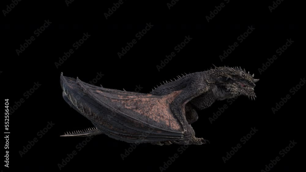 Realistic Dragon Idle Animation isolated on a black background.effect ...