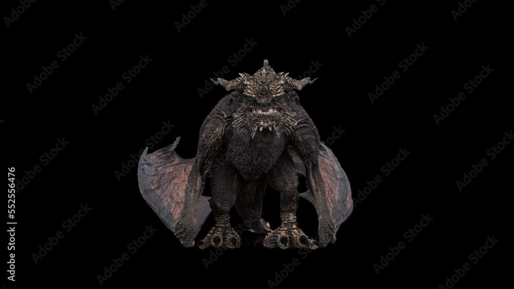Realistic Dragon Idle Animation isolated on a black background.effect ...