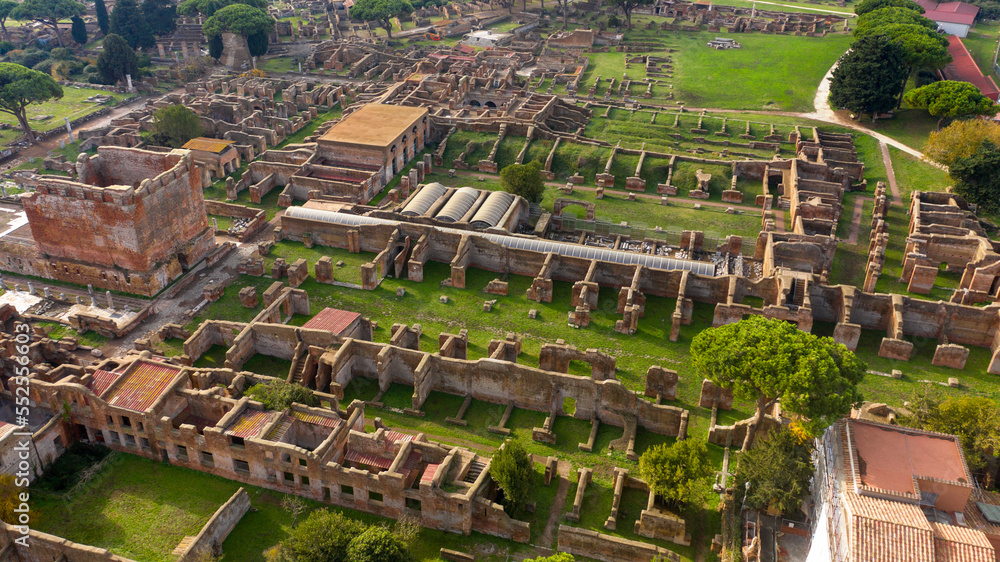 Aerial view of the Domus of Jupiter and Ganymede and the Capitolium, an ...