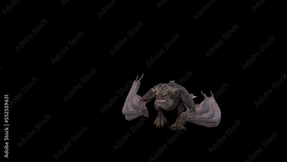 Realistic Dragon walk Animation isolated on a black background.effect ...