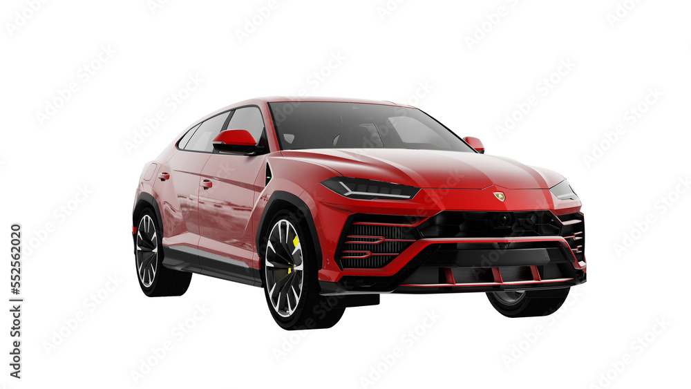 LAMBORGHINI URUS, 3d rendering of Lamborghini red car on PNG ...