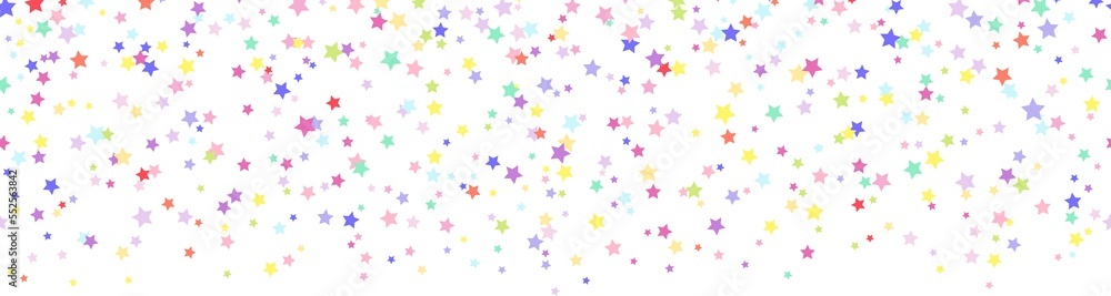 Colorful falling confetti seamless border frame isolated on transparent ...